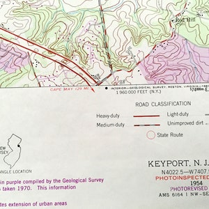 Antique Keyport, New Jersey 1954 US Geological Survey Topographic Map ...