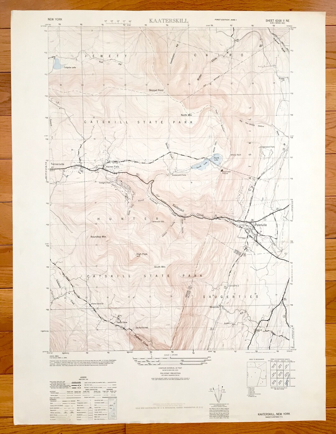 Antique Kaaterskill, New York 1946 US Geological Survey Topographic Map ...