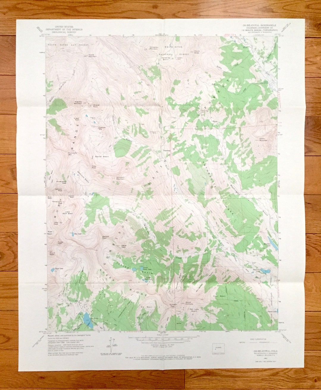 Antique Oh-be-joyful, Colorado 1961 US Geological Survey Topographic ...