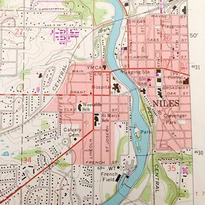 Antique Niles, Indiana 1971 US Geological Survey Topographic Map ...