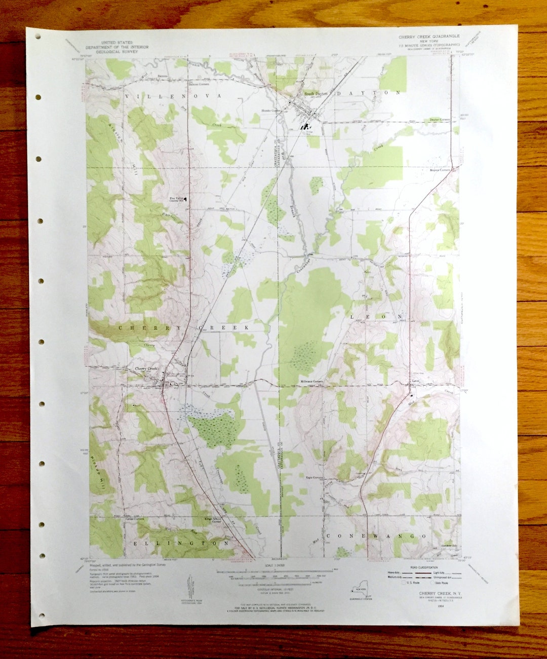 Antique Cherry Creek, New York 1954 US Geological Survey Topographic ...