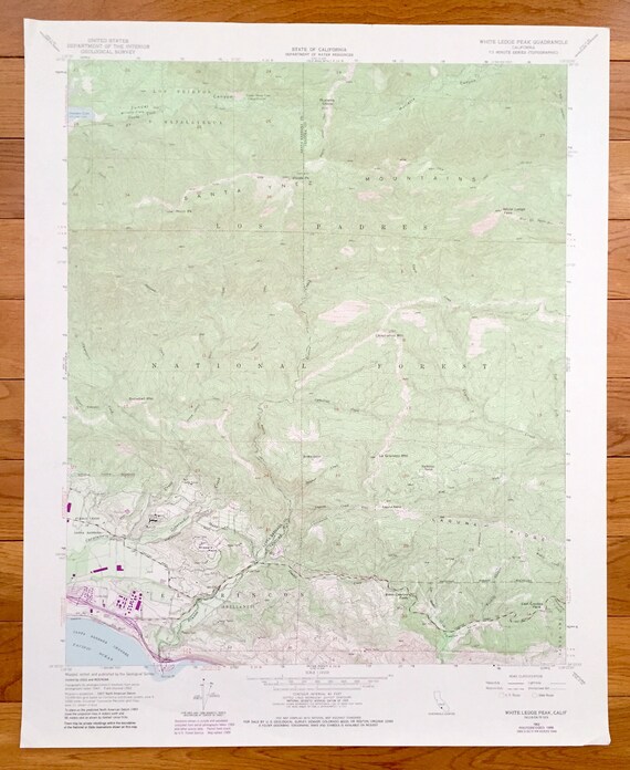 Antique White Ledge Peak California 1952 US Geological Survey | Etsy