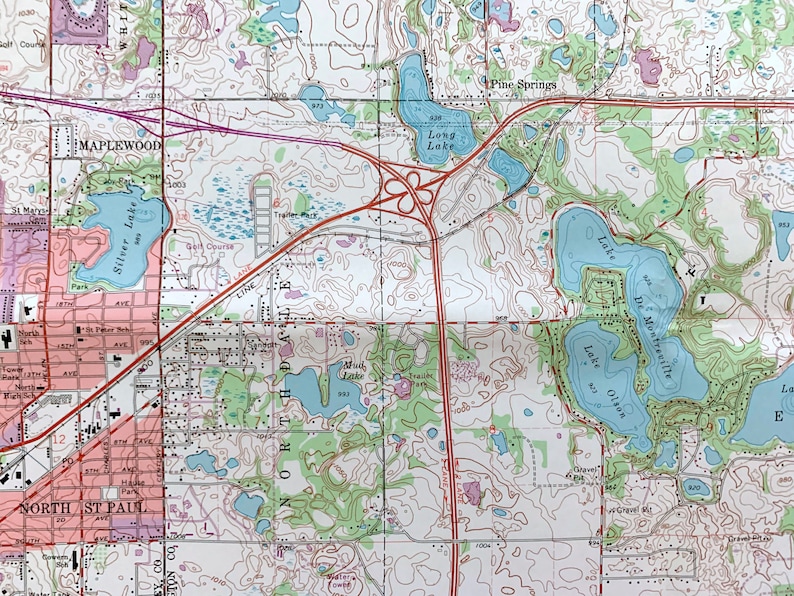 Antique White Bear Lake East, Minnesota 1967 US Geological Survey ...