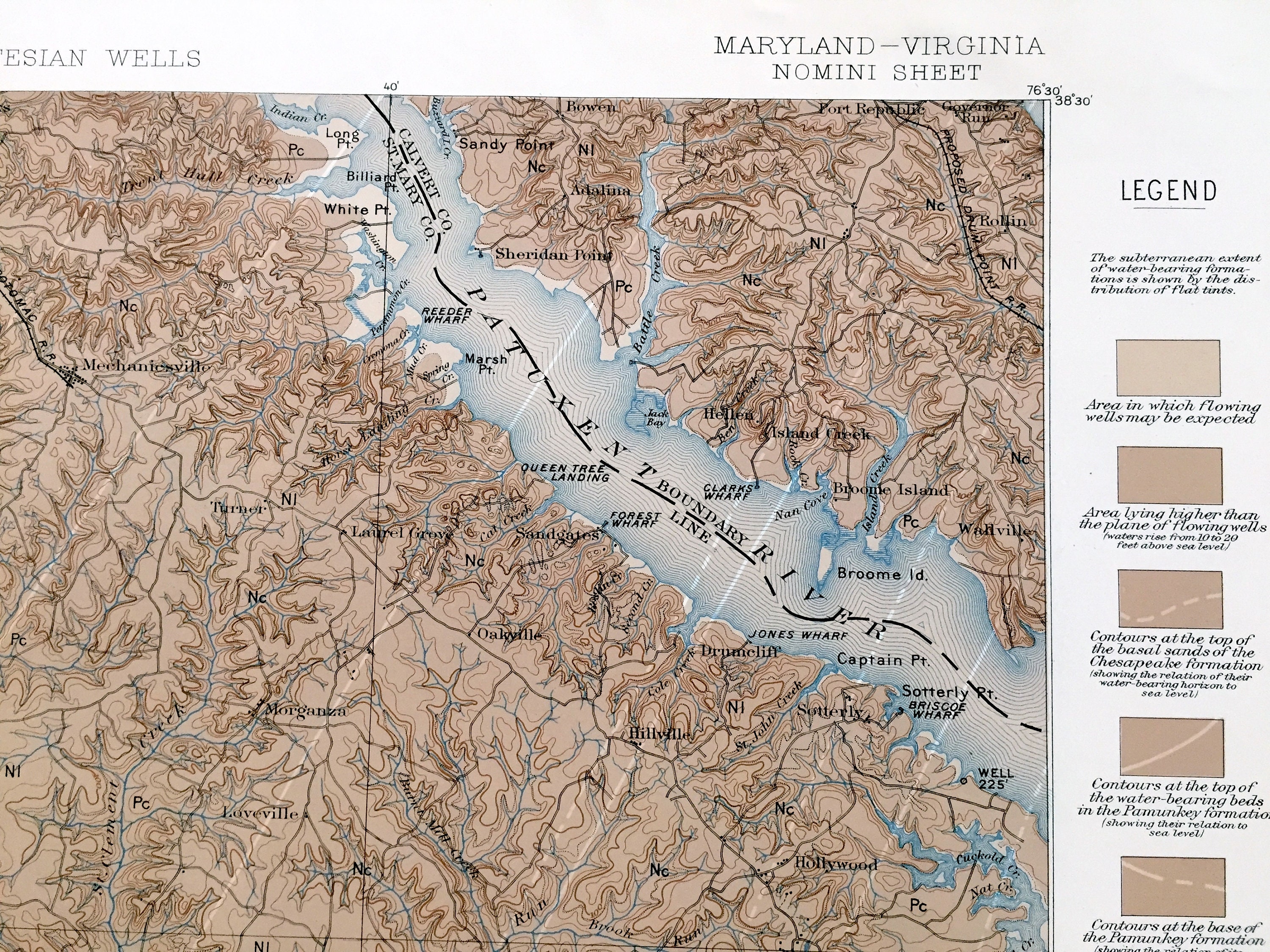 Antique Nomini, Virginia 1890 US Geological Survey Topographic Map ...