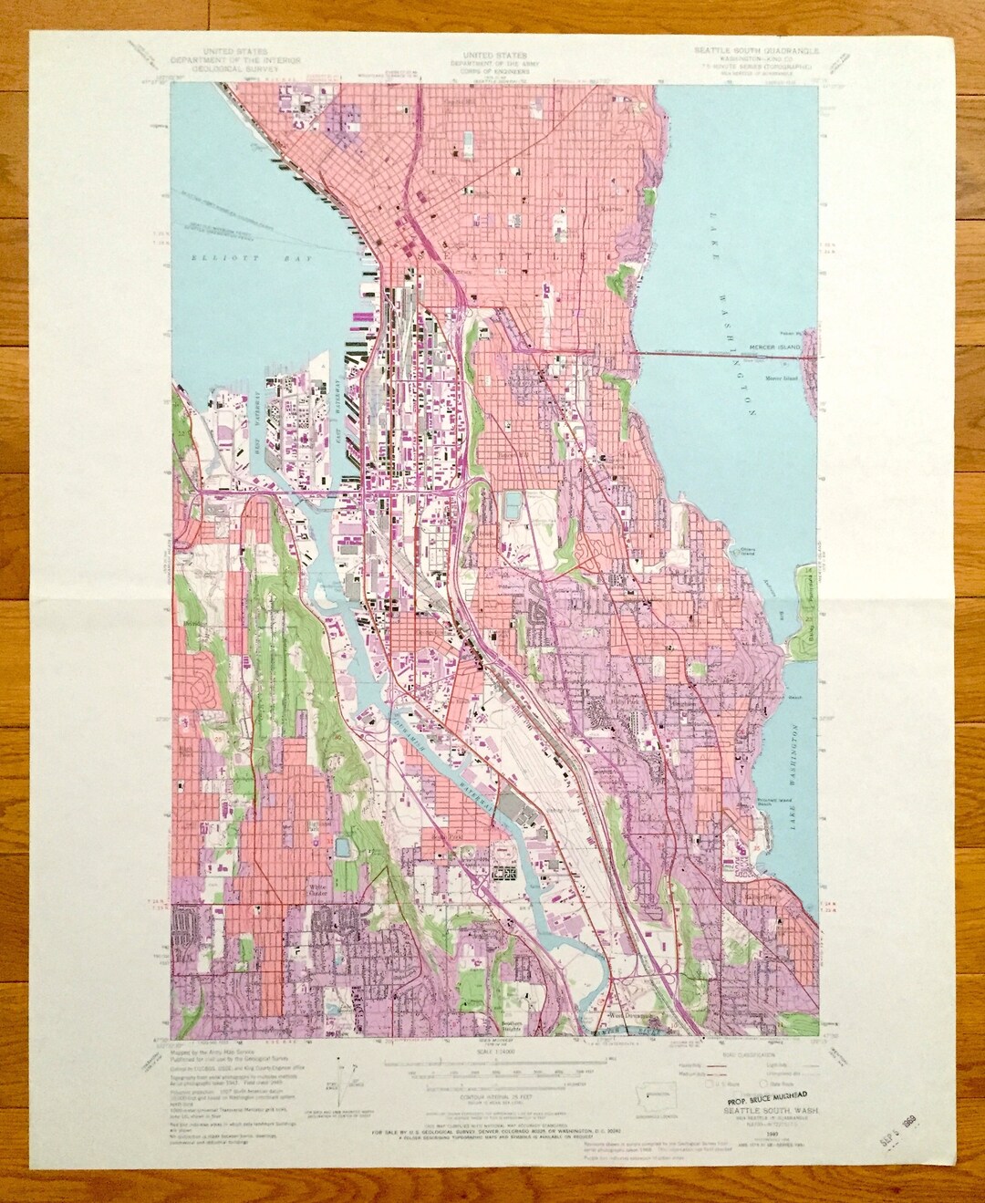 Antique Seattle, Washington 1949 US Geological Survey Topographic Map ...