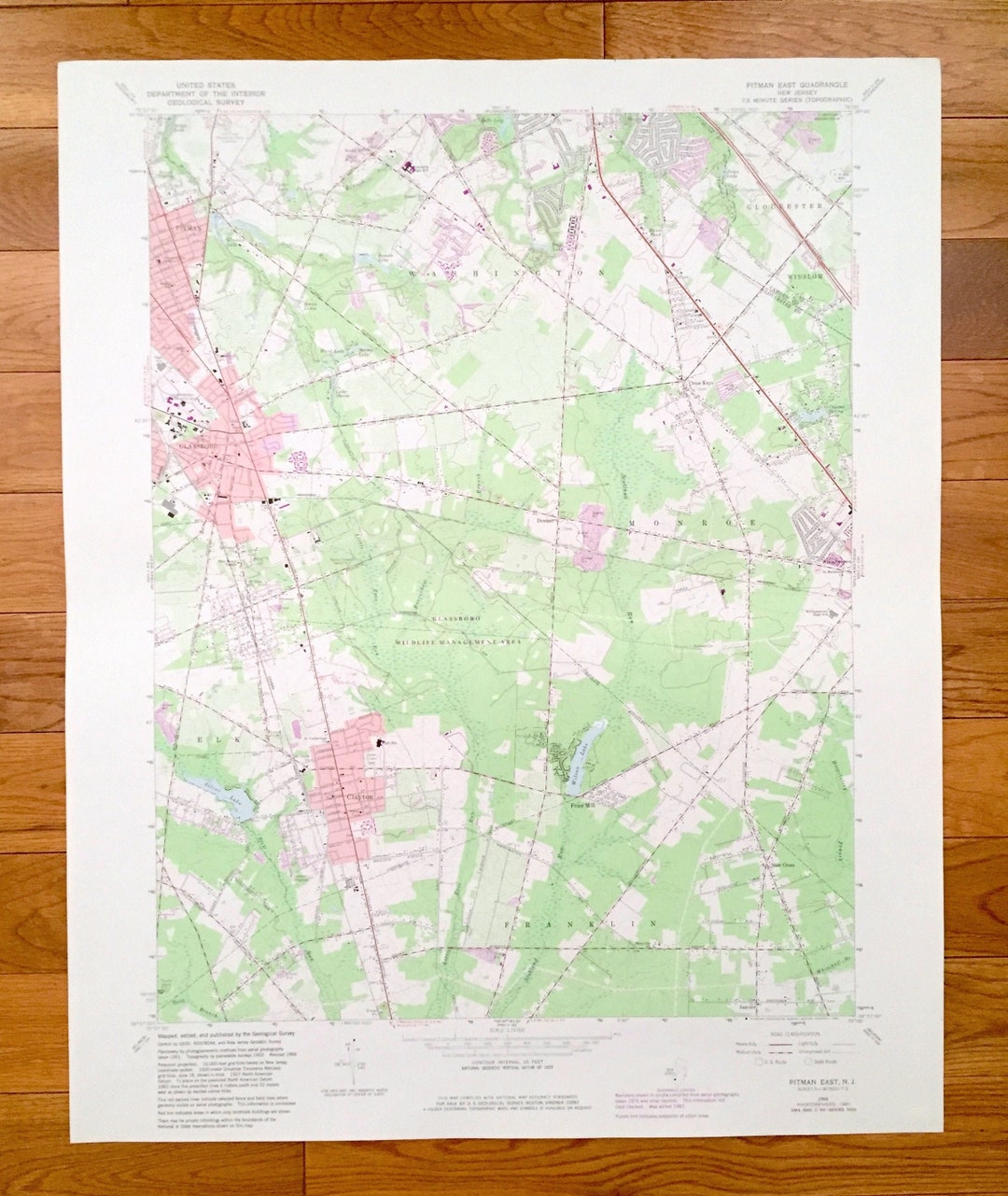 Antique Pitman East, New Jersey 1966 US Geological Survey Topographic ...