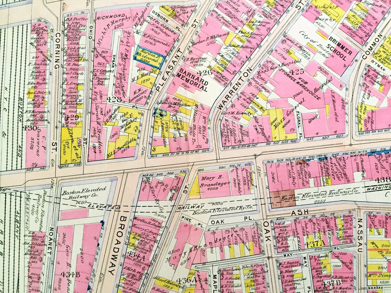 Antique 1908 Shawmut, Boston, Massachusetts Map From G.W. Bromley Atlas ...