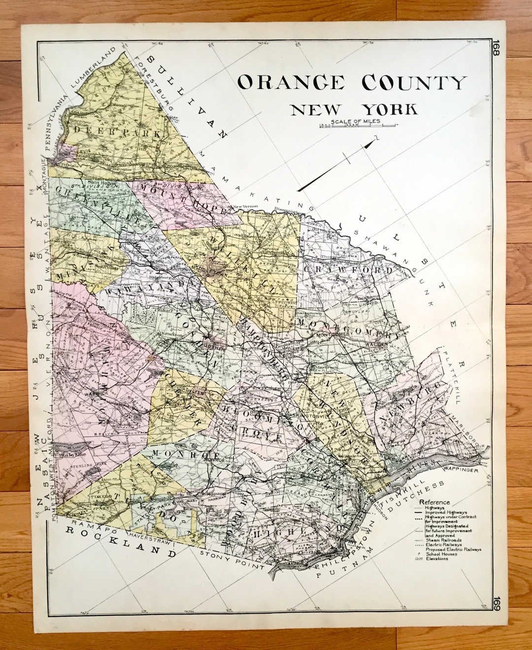 Antique Orange County, New York 1912 New Century Atlas Map – Goshen ...