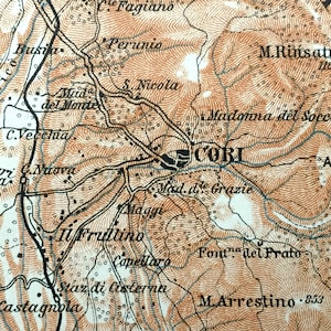 Antique 1913 Velletri, Italy Map From Baedekers Guide Atlas – Cori ...