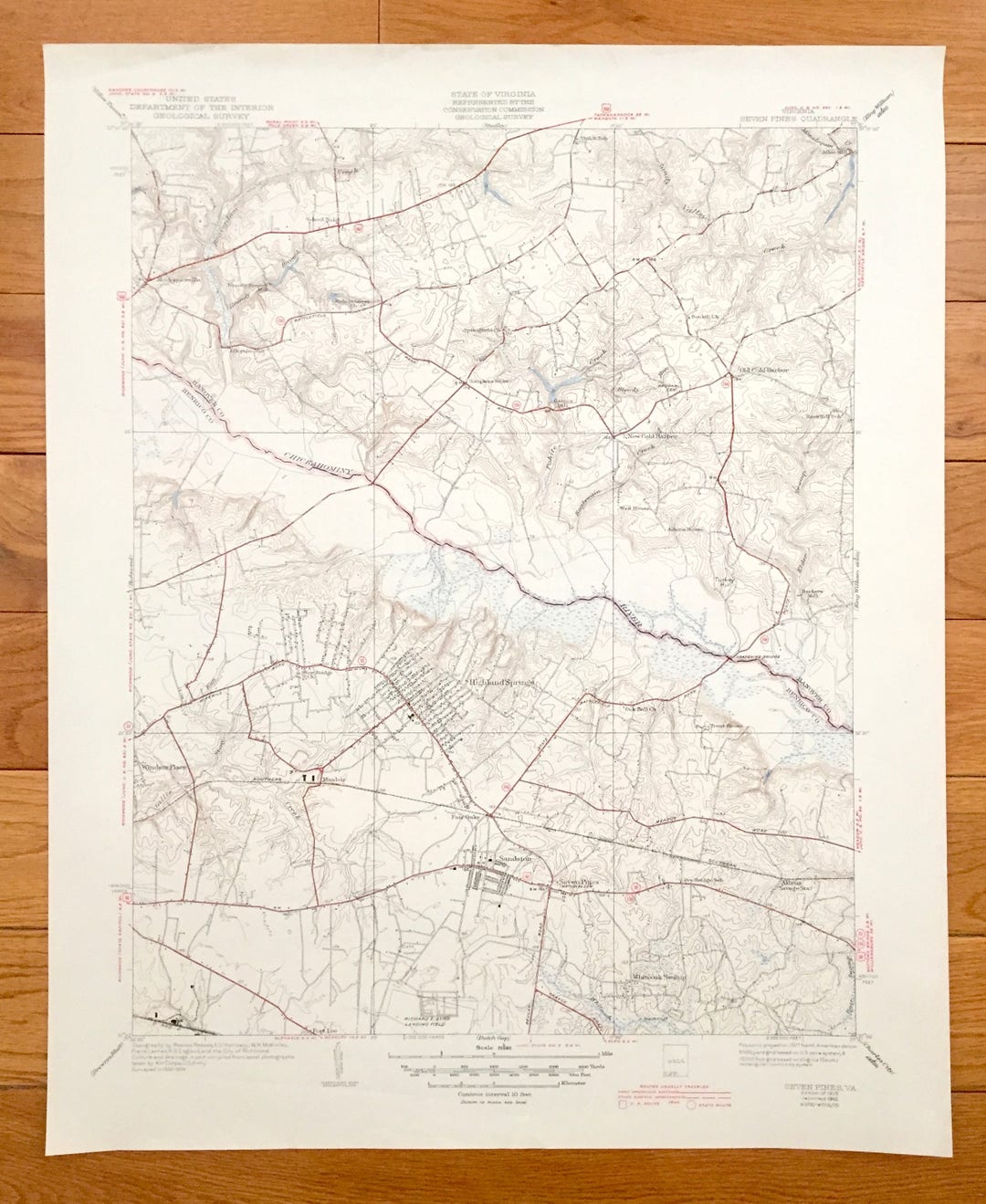 Antique Seven Pines, Virginia 1938 US Geological Survey Topographic Map ...