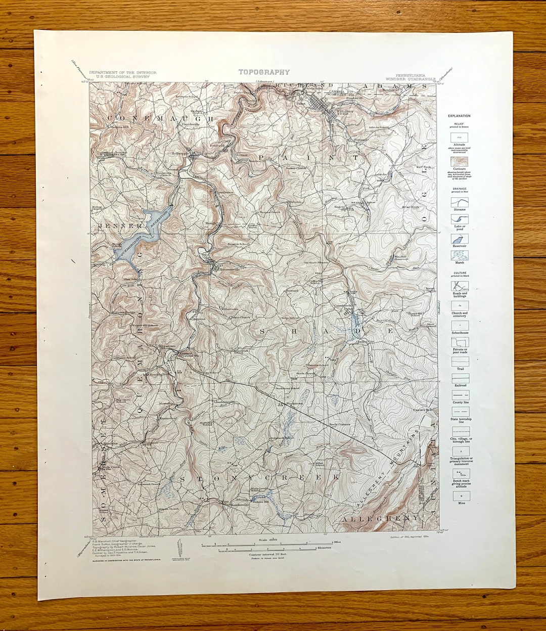 Antique Windber, Pennsylvania 1916 US Geological Survey Topographic Map ...