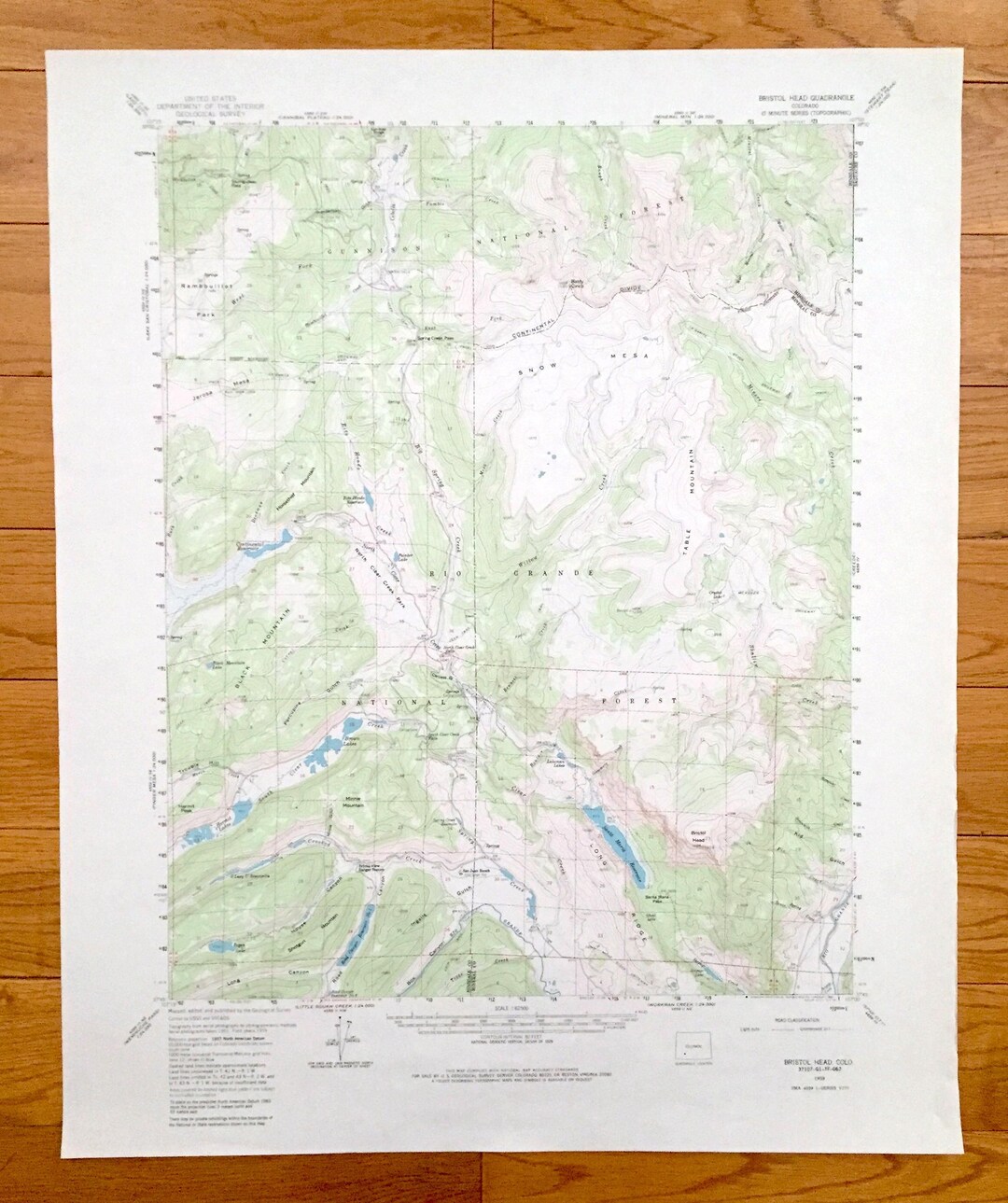 Ancienne carte topographique Bristol Head, Colorado 1959 US Geological ...