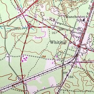 Antique Whiting, New Jersey 1957 US Geological Survey Topographic Map ...