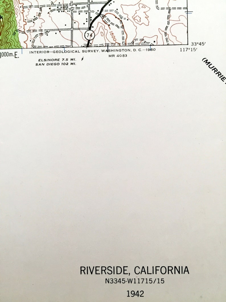 Antique Riverside California 1942 US Geological Survey - Etsy