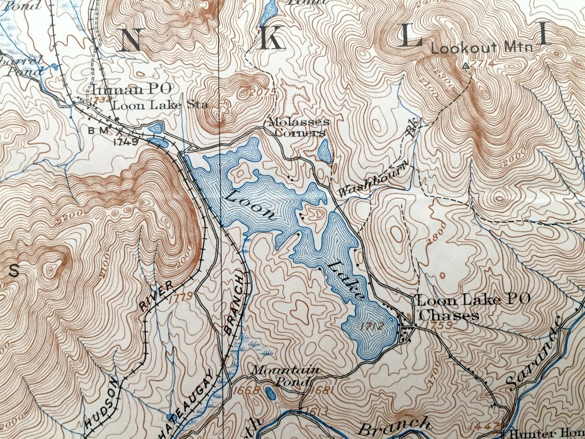 Antique Loon Lake New York 1908 US Geological Survey | Etsy