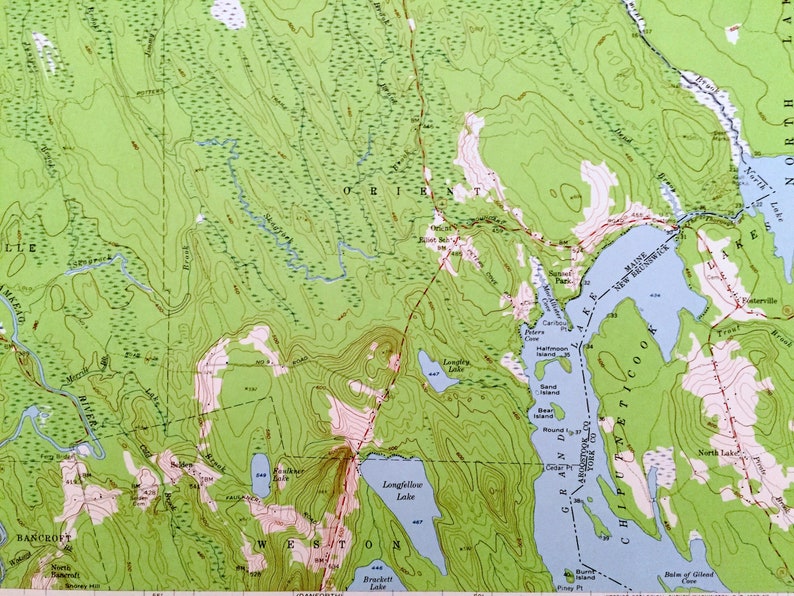 Antique Amity, Maine 1958 US Geological Survey Topographic Map ...