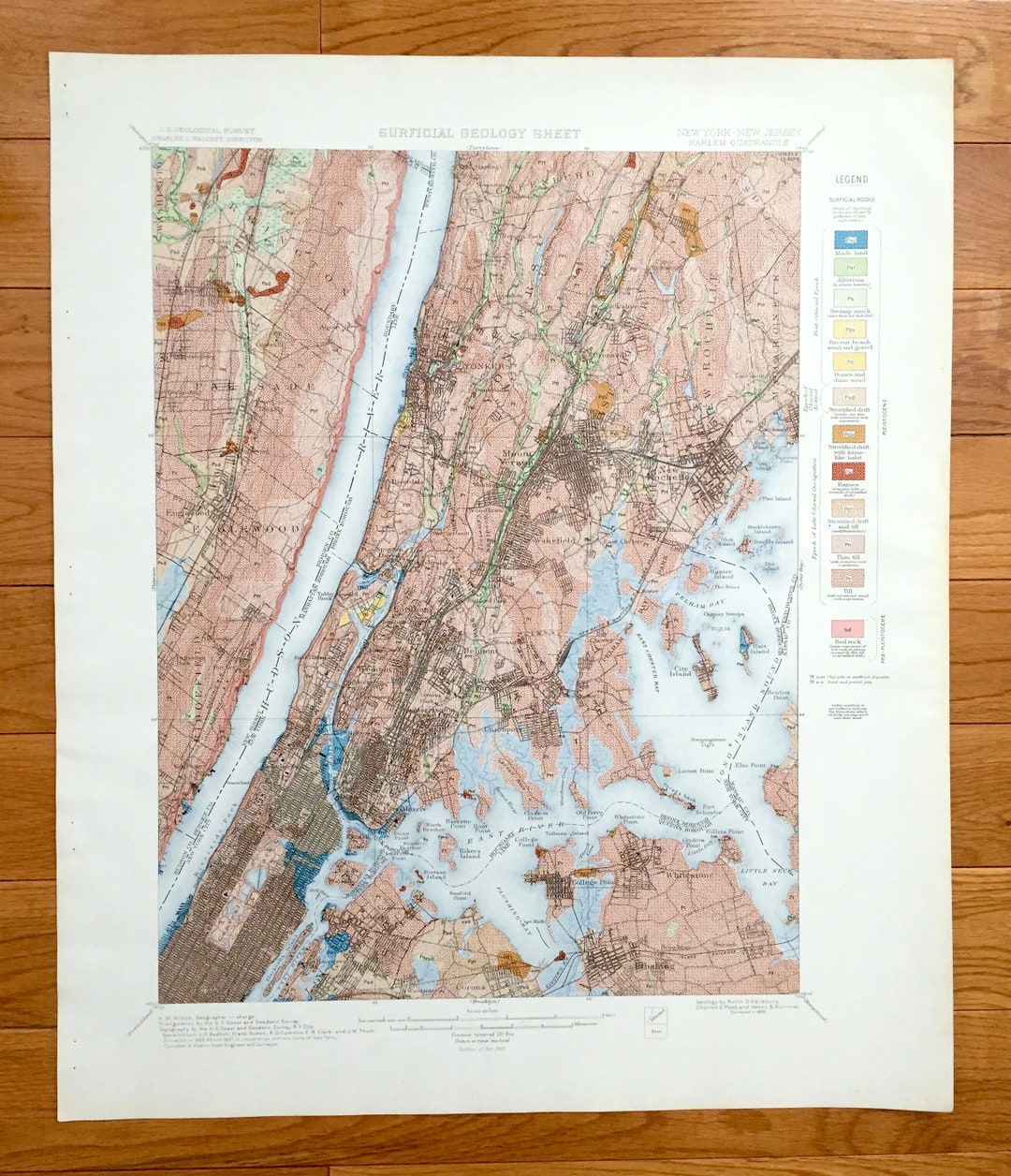 Antique New York City 1901 US Geological Survey Topographic Map ...