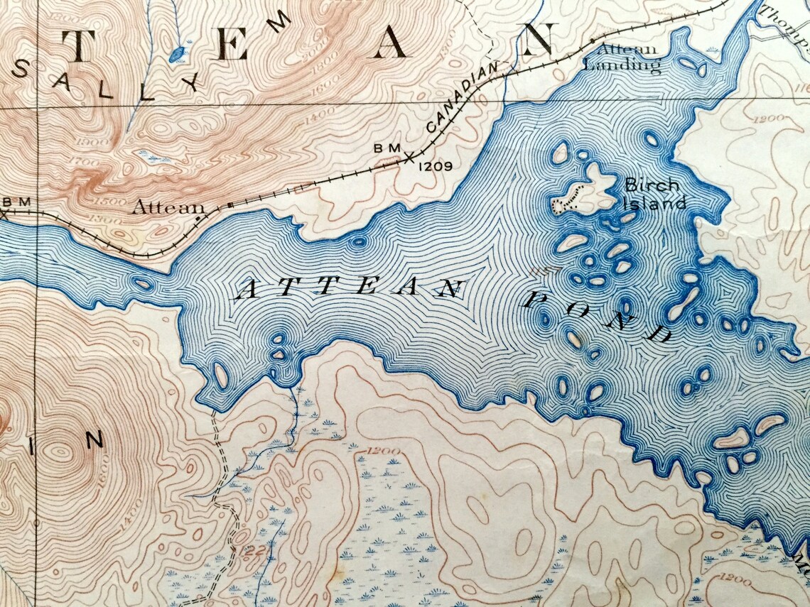 Antique Attean Maine 1923 US Geological Survey Topographic - Etsy