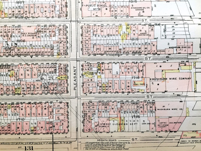 Antique Manhattan, New York City Map From Bromley's 1925 Manhattan Land ...