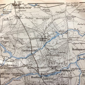 Antique 1906 East Midlands, England Map From Baedekers Atlas of Great ...