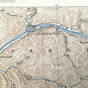 Antique Clendenin, West Virginia 1909 US Geological Survey Topographic ...