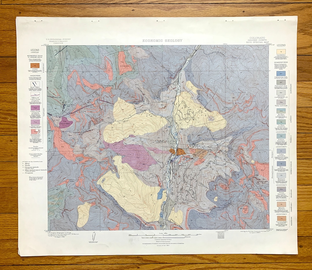 Antique Rico, Colorado 1905 US Geological Survey Topographic Map ...