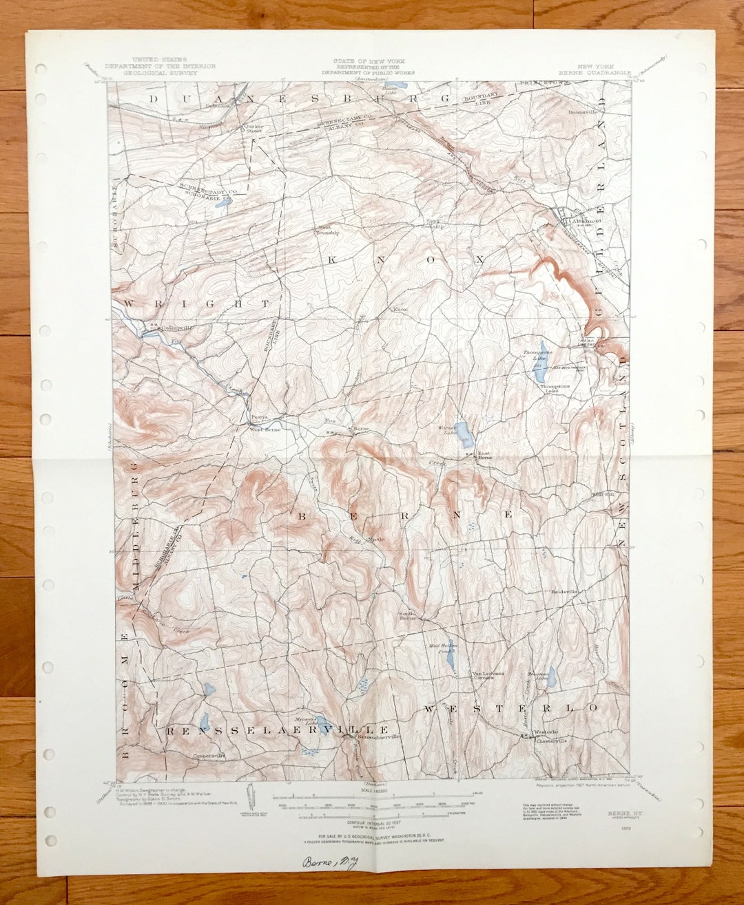 Antique Berne, Nueva York 1900 US Geological Survey Mapa topográfico ...