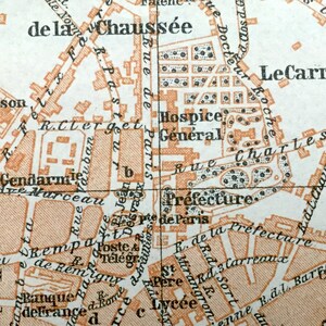 Antique 1909 Nevers, France Map From Baedekers Guide Atlas – Nievre ...