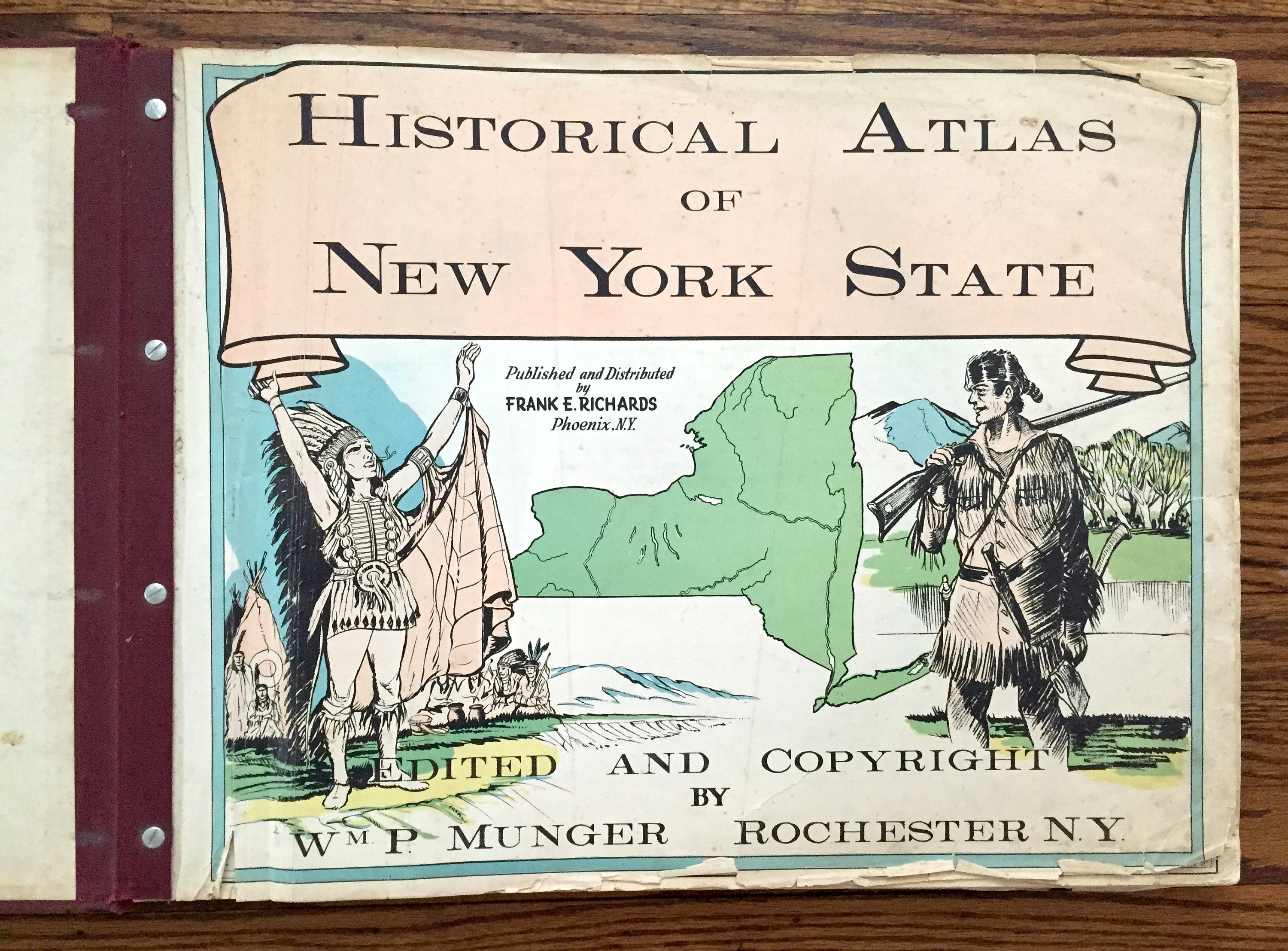 Antique Chemung County, New York 1941 Historical Atlas Map Elmira ...