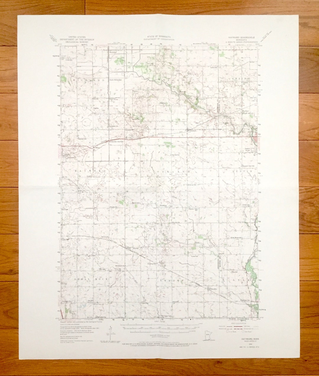 Antique Hayward, Minnesota 1954 US Geological Survey Topographic Map ...