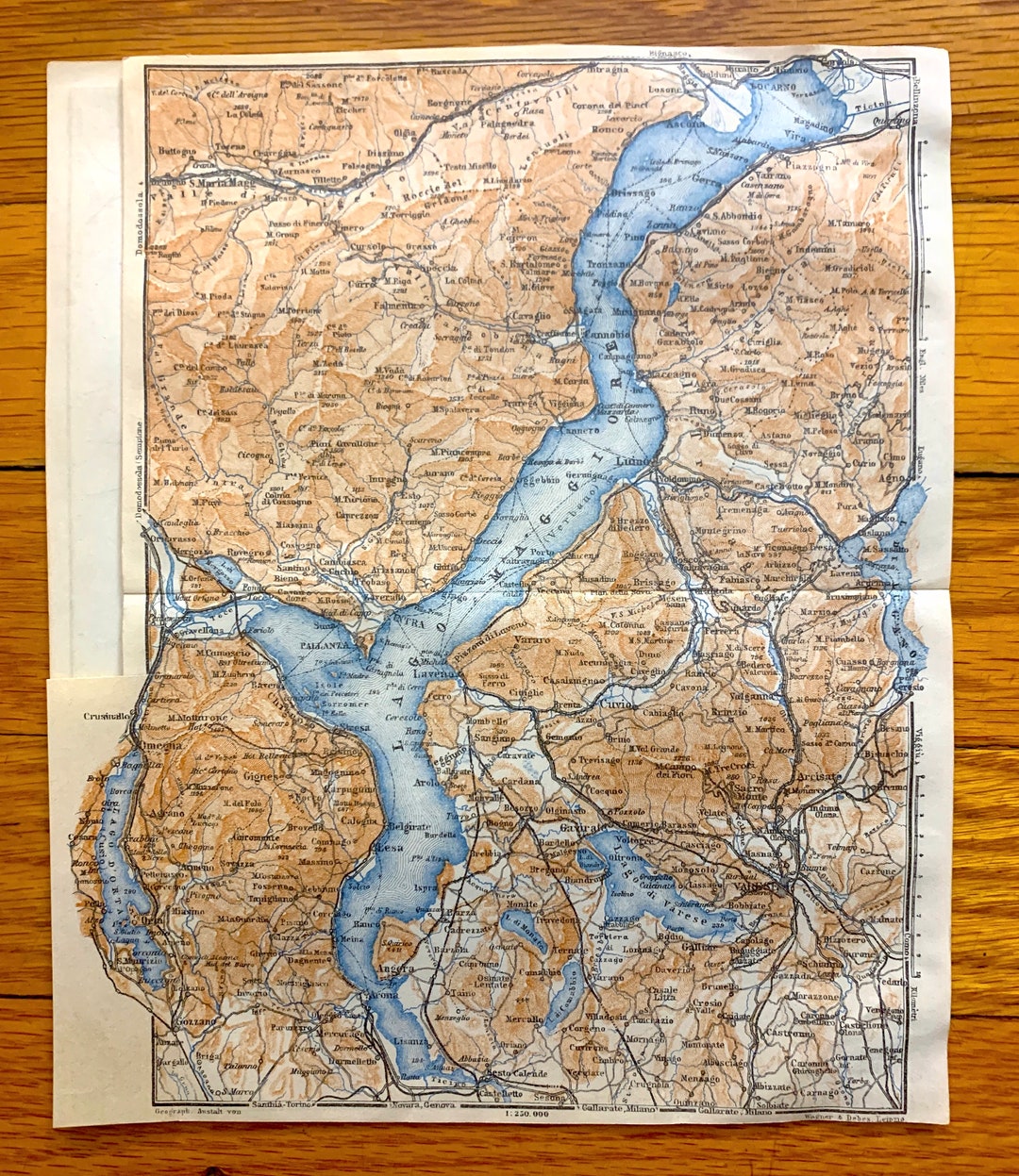 Antique 1913 Lago Maggiore, Italy Map From Baedekers Guide – Lombardy ...