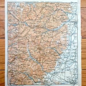 Antique 1909 Eastern France & Germany Map From Baedekers Guide Atlas ...