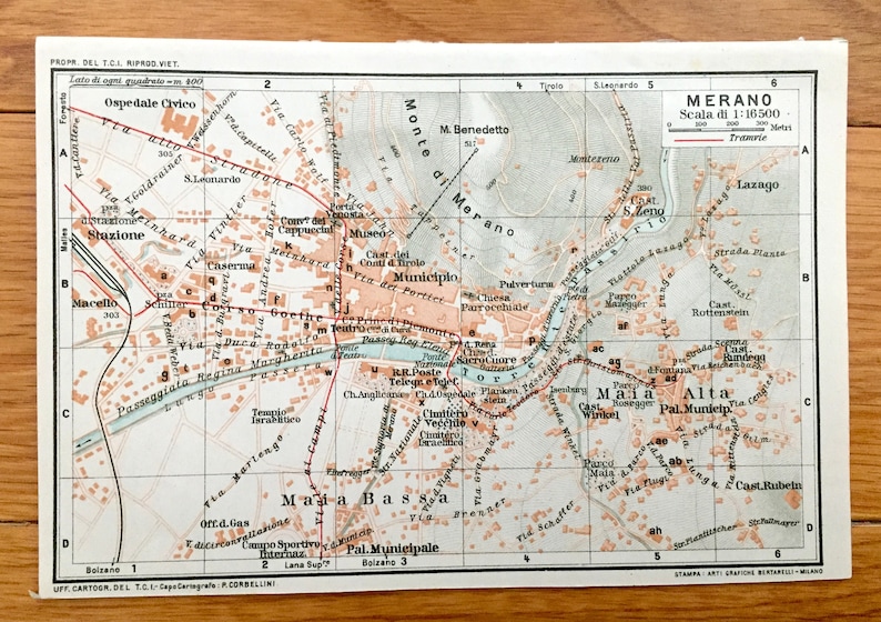Antique 1937 Merano Italy Map From Muirhead's Blue Guides - Etsy