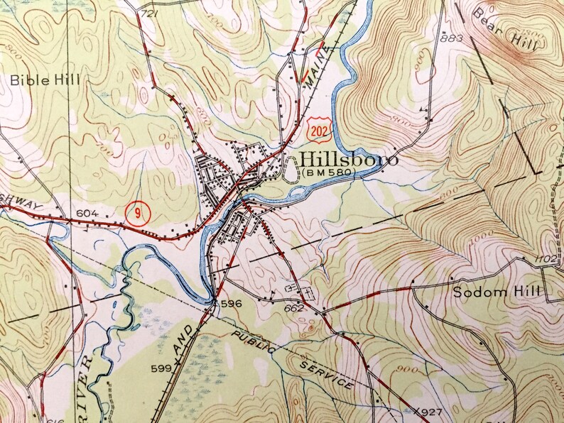 Antique Hillsboro, New Hampshire 1926 US Geological Survey Topographic ...