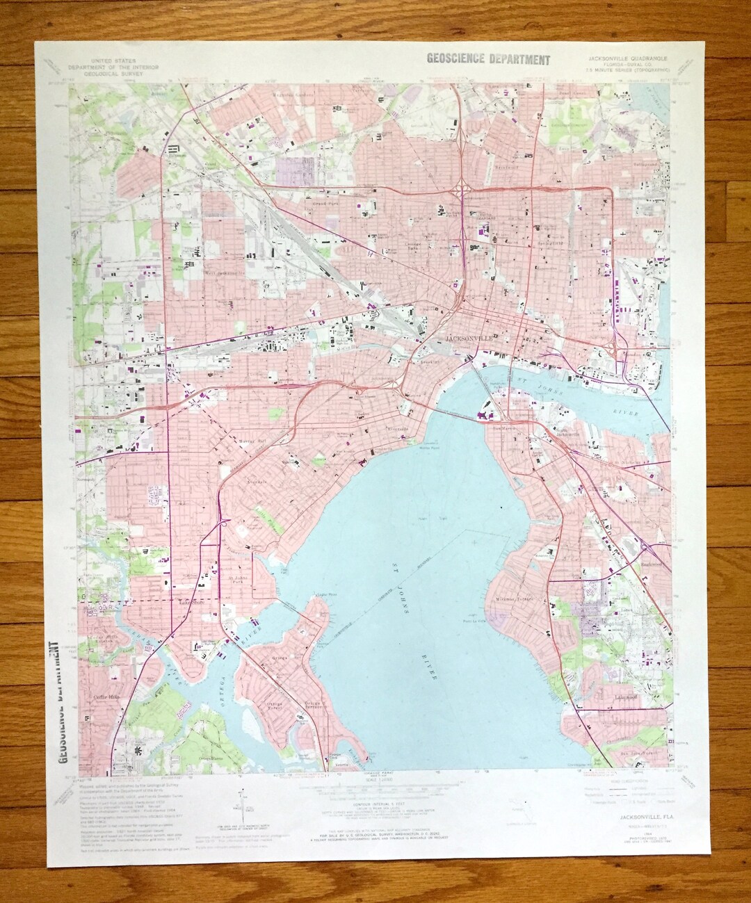 Antique Jacksonville, Florida 1964 US Geological Survey Topographic Map ...