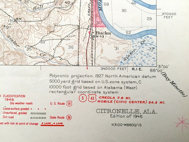 Antique Citronelle Alabama 1946 US Geological Survey | Etsy