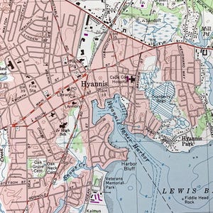 Antique Hyannis, Massachusetts 1974 US Geological Survey Topographic ...