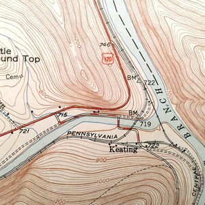 Antique Keating, Pennsylvania 1948 US Geological Survey Topographic Map ...