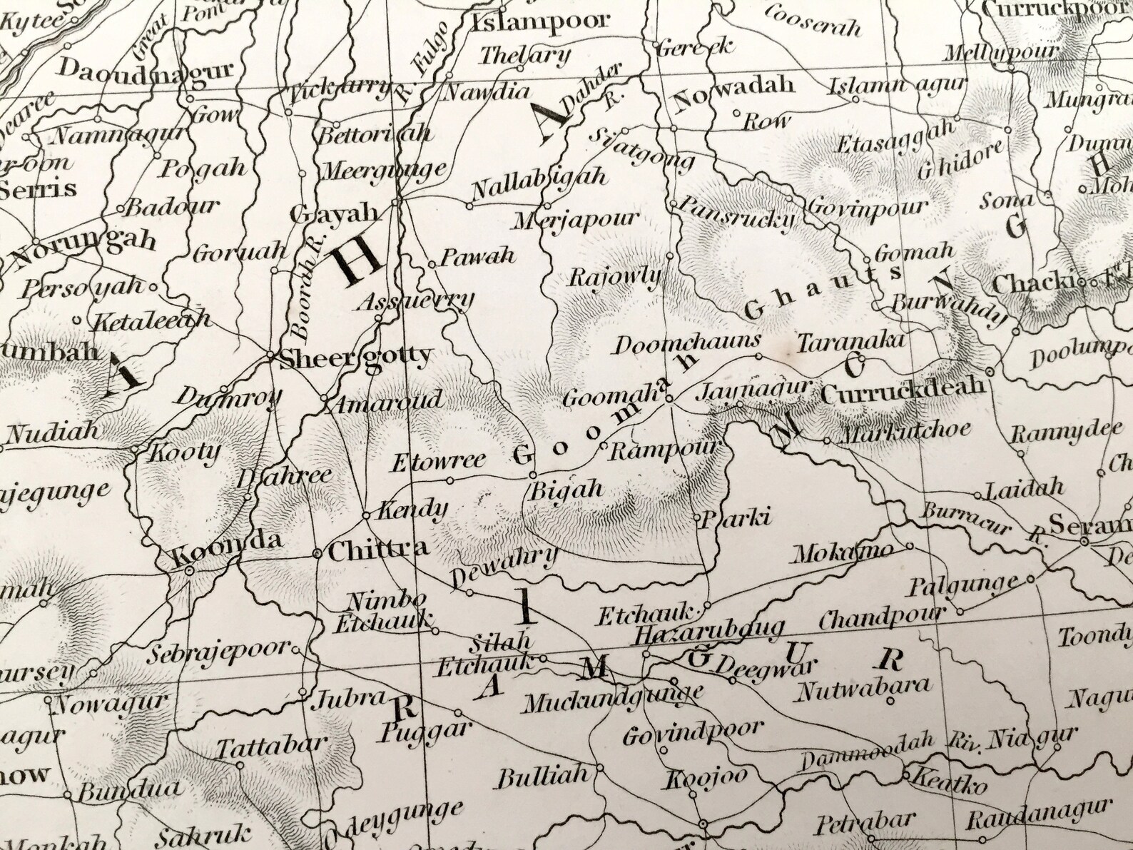 Antique 1845 India Map From SDUK Atlas – Palmyras, Odisha, Sumbulpoor ...