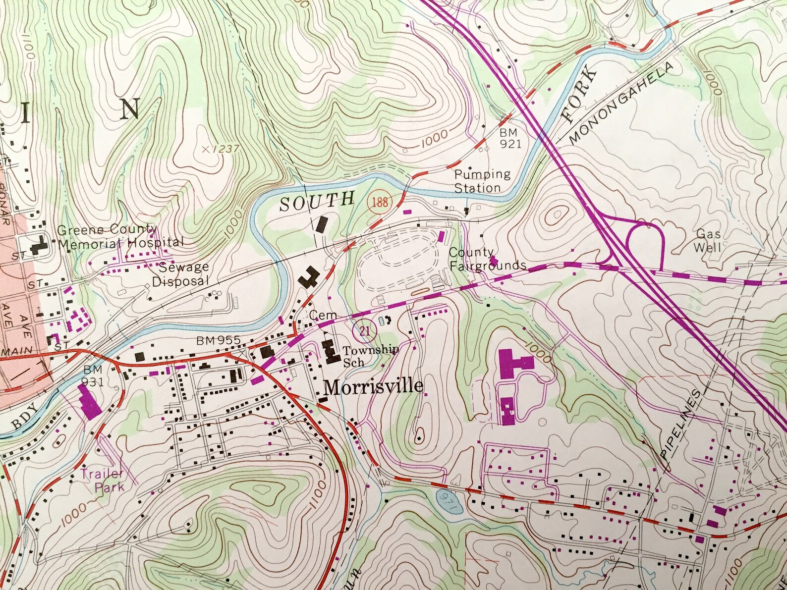 Antique Waynesburg, Pennsylvania 1961 US Geological Survey Topographic ...