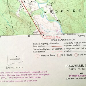 Antique Rockville, Connecticut 1967 US Geological Survey Topographic ...