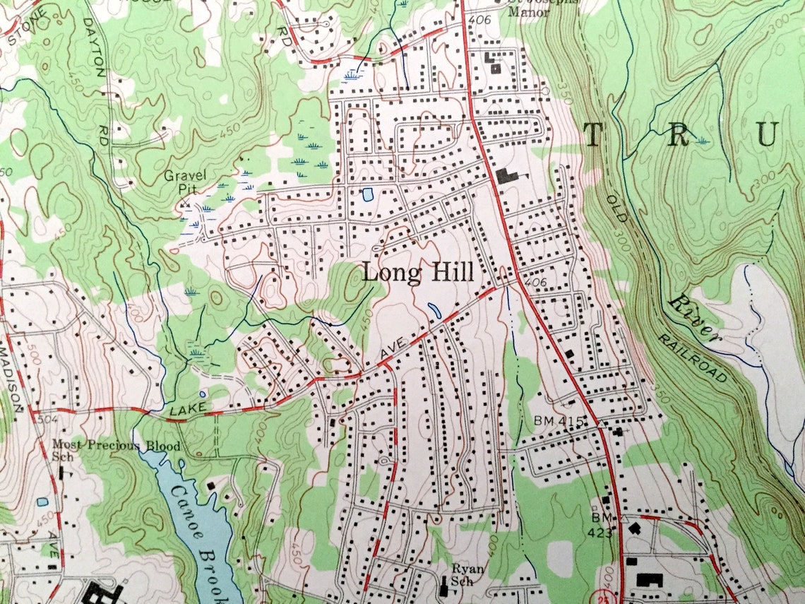 Antique Long Hill Trumbull Connecticut 1964 US Geological | Etsy