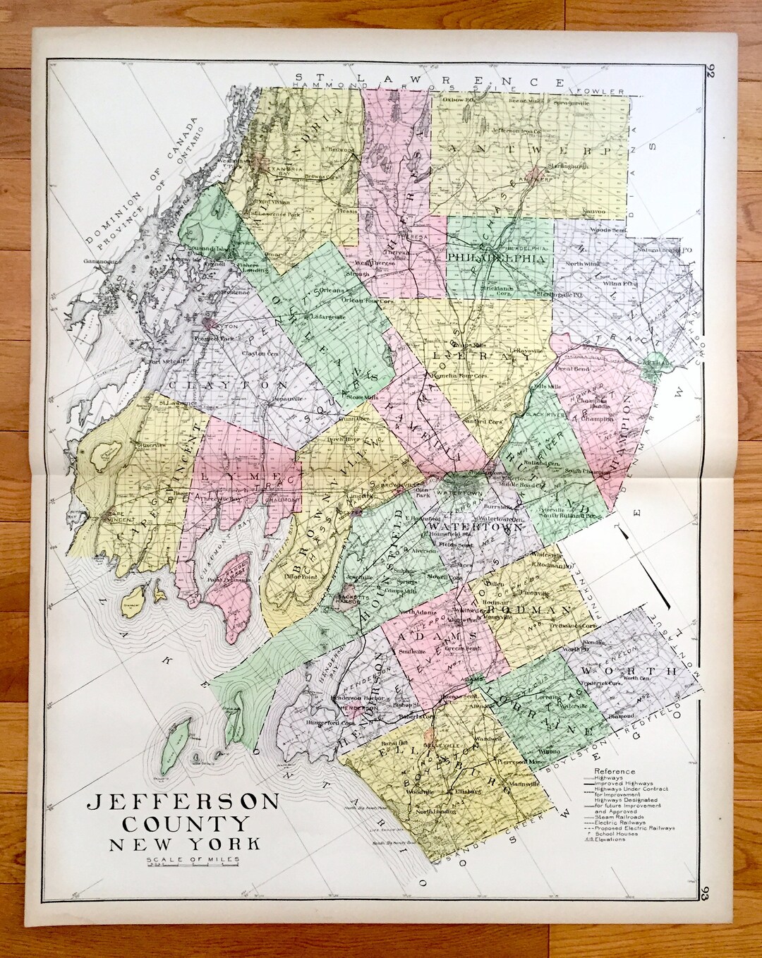 Antique Jefferson County, New York 1911 New Century Atlas Map ...