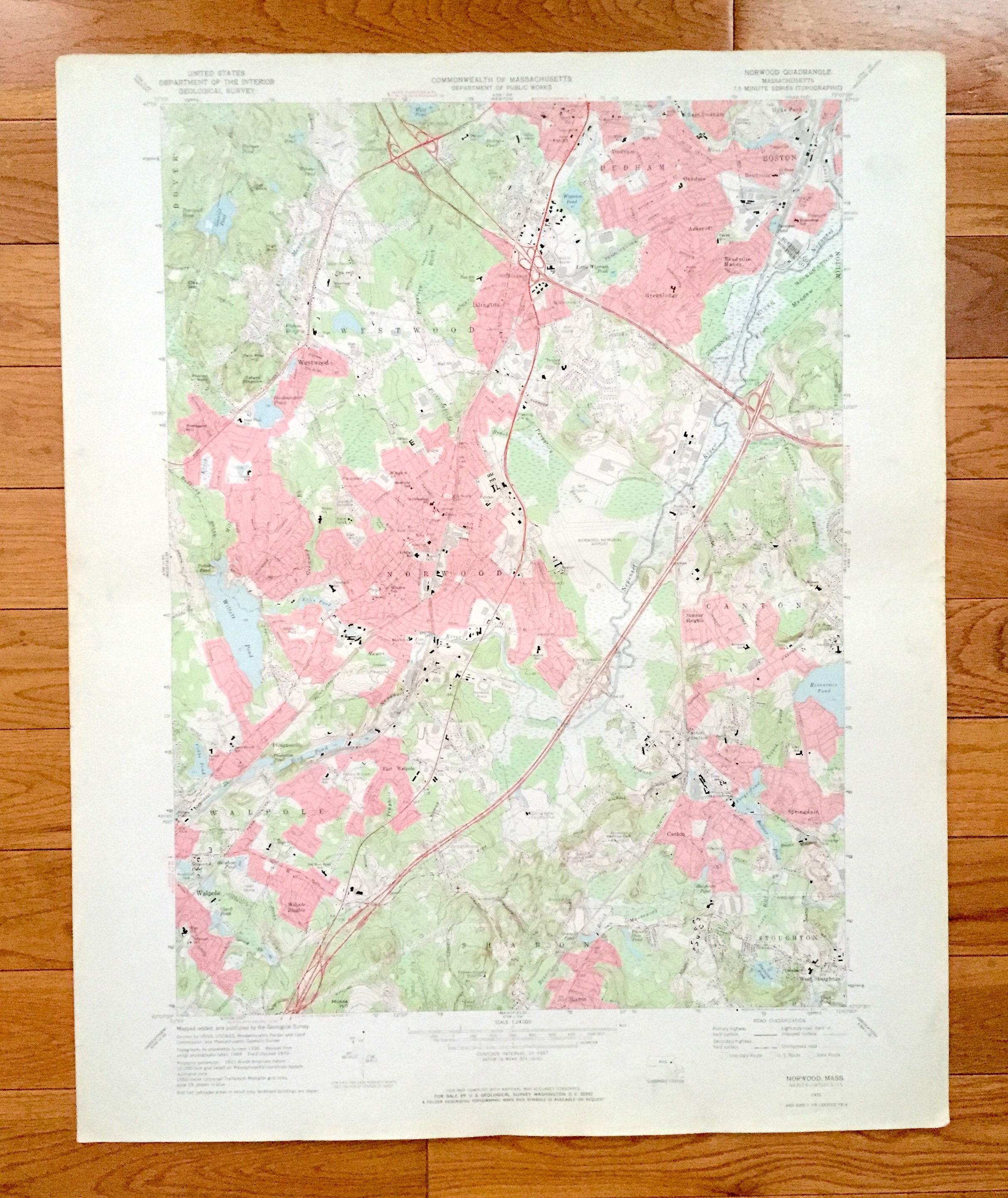 Antique Norwood Massachusetts 1970 US Geological Survey | Etsy UK