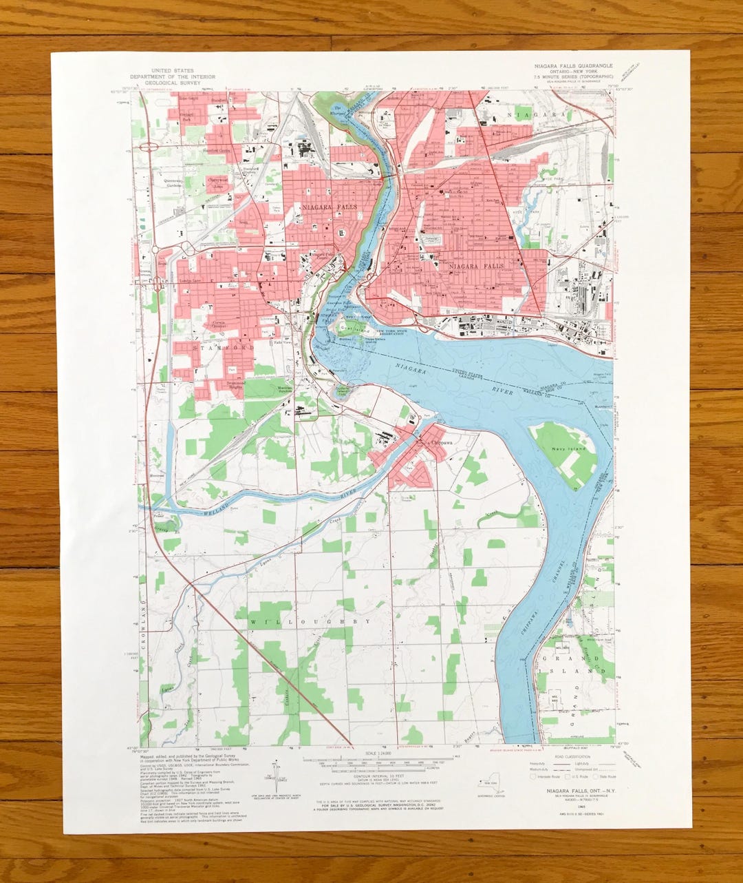 Antique Niagara Falls, New York 1965 US Geological Survey Topographic ...