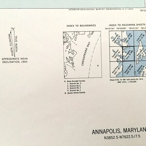 Antique Annapolis, Maryland 1953 US Geological Survey Topographic Map ...