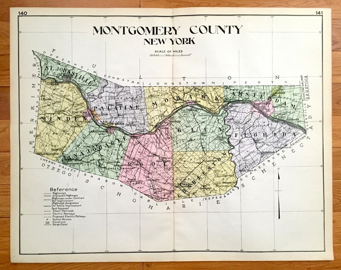 Antique Montgomery County New York 1912 New Century Atlas Map | Etsy