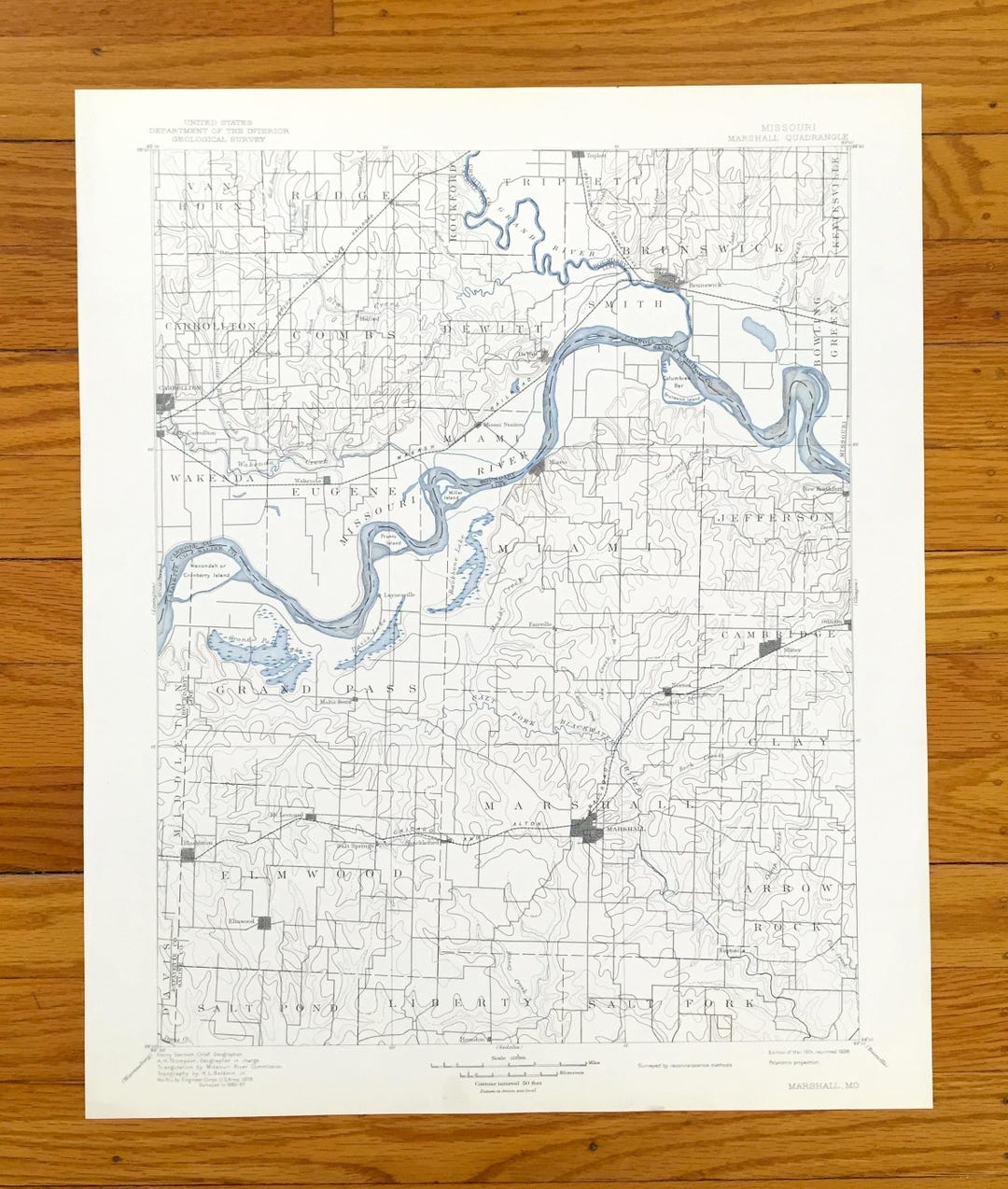 Antique Marshall, Missouri 1901 US Geological Survey Topographic Map ...