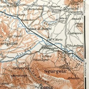 Antique 1913 Velletri, Italy Map From Baedekers Guide Atlas – Cori ...