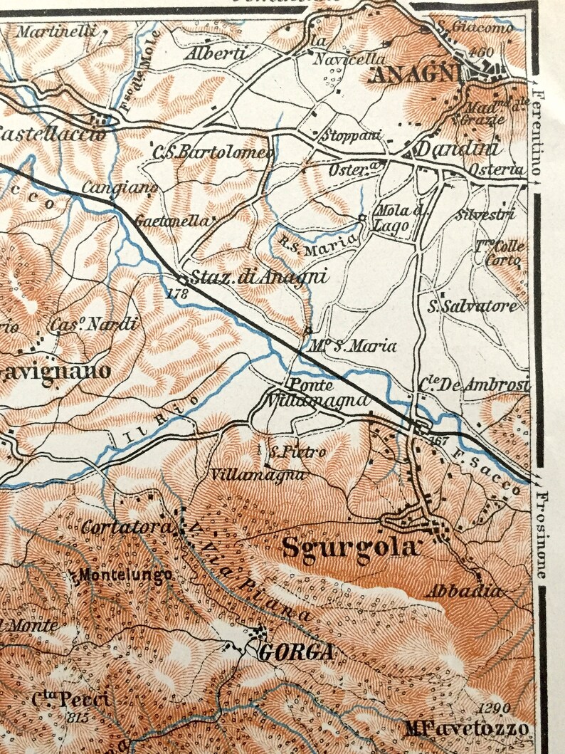 Antique 1913 Velletri Italy Map From Baedekers Guide Atlas - Etsy